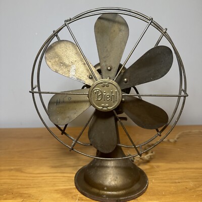 Rare Antique Diehl Fan Brass Blades Oscillating Working 10” Vtg Model E ...