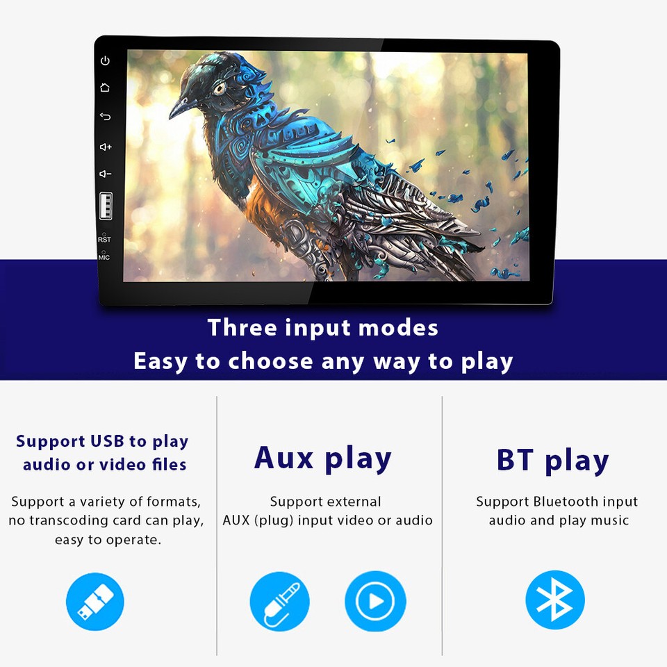 Single 1Din 9" Car Stereo Radio Bluetooth FM Touch Screen Mirror Link ...