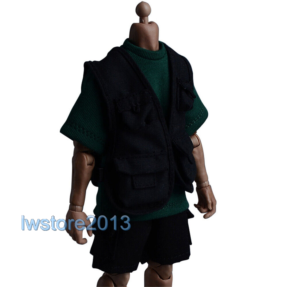 1:12 Black Vest Tops Clothes For 6" Male SHF TBL Notaman Action Figure ...