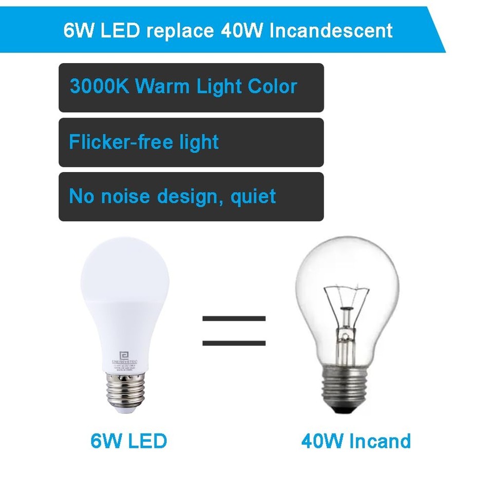 12V-60V LED Light Bulb 6W E26 Medium Base, 3000K Warm Light Color, 12 ...