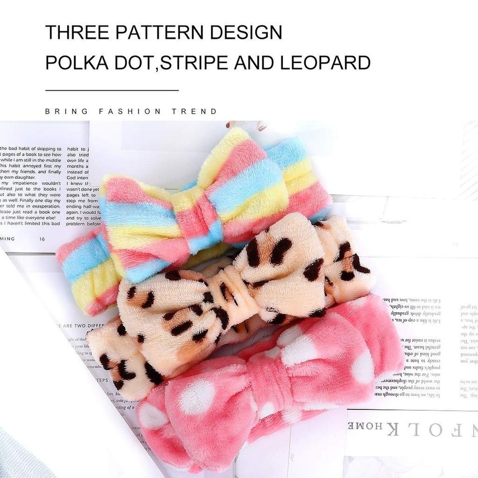 2 Pack Women Spa Headband Soft Fleece Big Bow Hair Band for Makeup ...