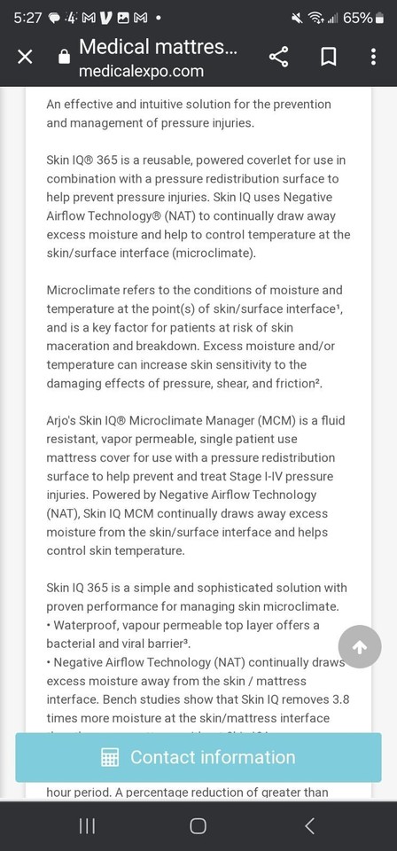 Arjo HuntLeigh Skin IQ 365 Microclimate Temp Moisture Cntrl Matt ...