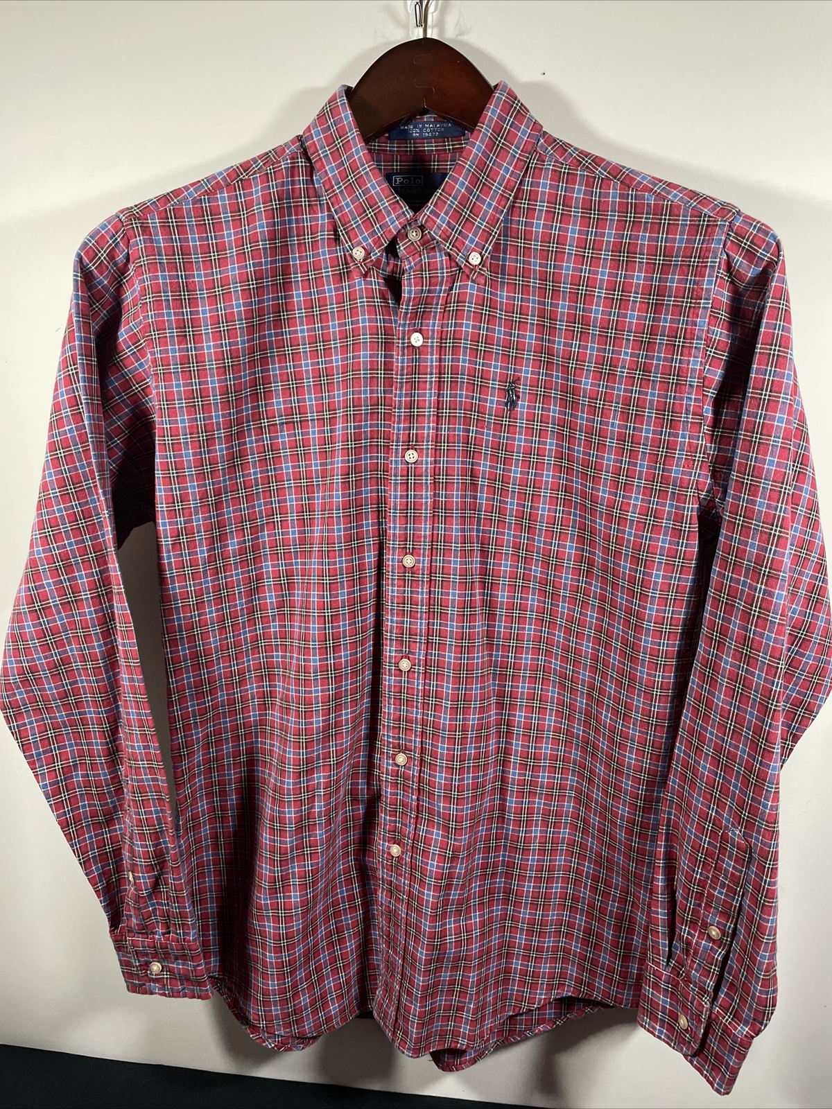 Polo Ralph Lauren Mens Shirt Size XL Red Blue Plaid | RN 19672 Vintage ...