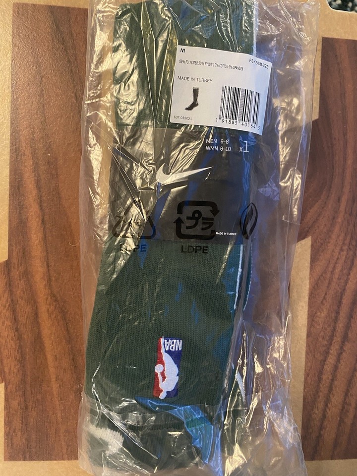 Nike NBA Authentics Socks Power Grip M Green Player Team Issued Elite ...