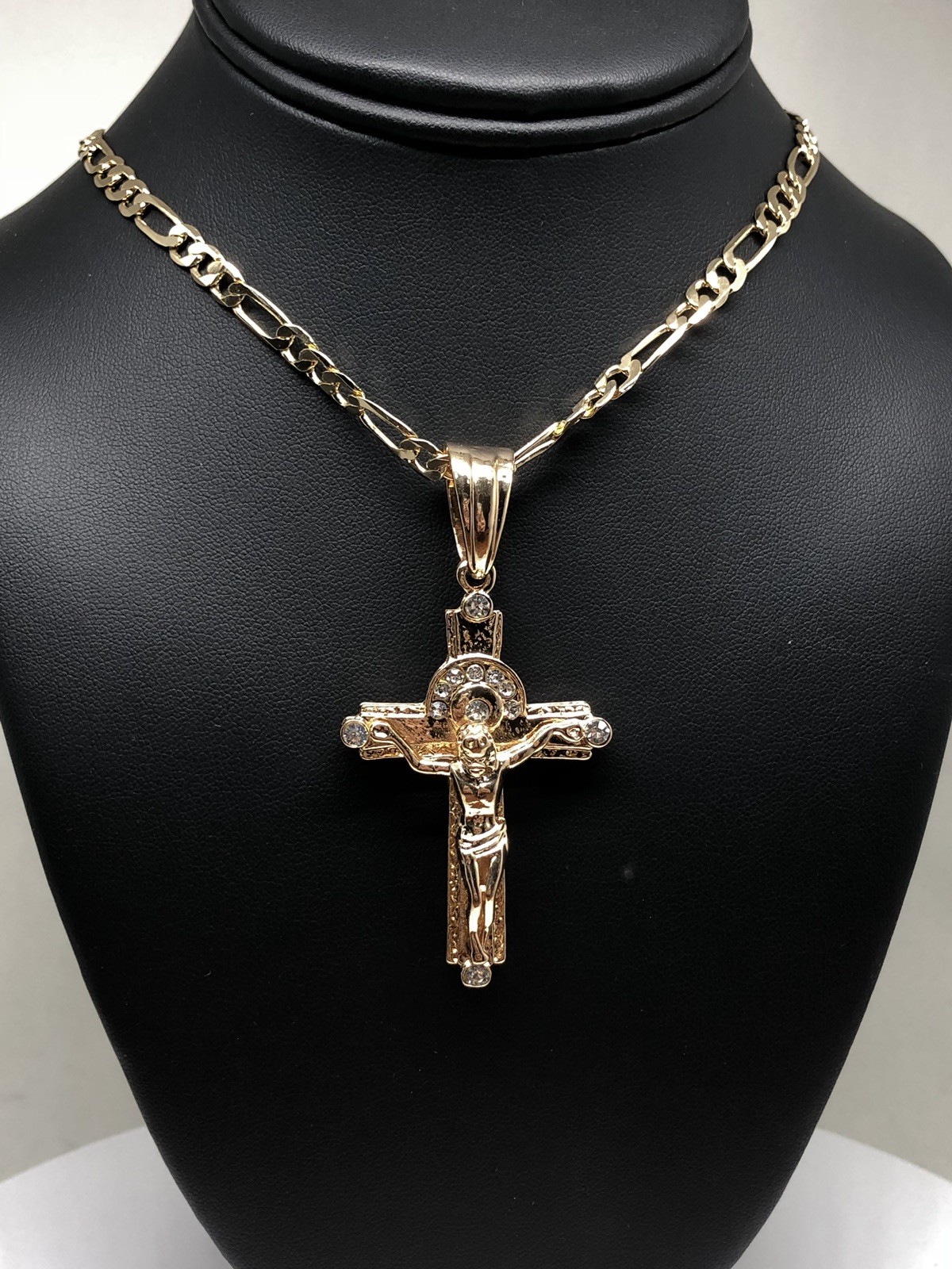 Gold Plated Jesus Cross Pendant Necklace Chain Jesus Cruz Crucifijo ...