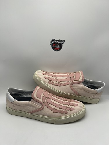 Amiri Bone Slip On Pink White Skeleton Canvas Printed Sneaker Size 47 ...