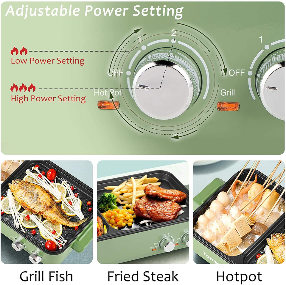 Hot Pot Electric with Grill, 2 in 1 Indoor Non-Stick Electric Pot and ...