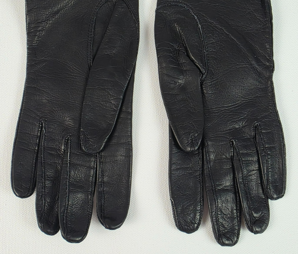 Black Leather Designer Gloves Marcel Wagner Originals 14" Long Vintage ...