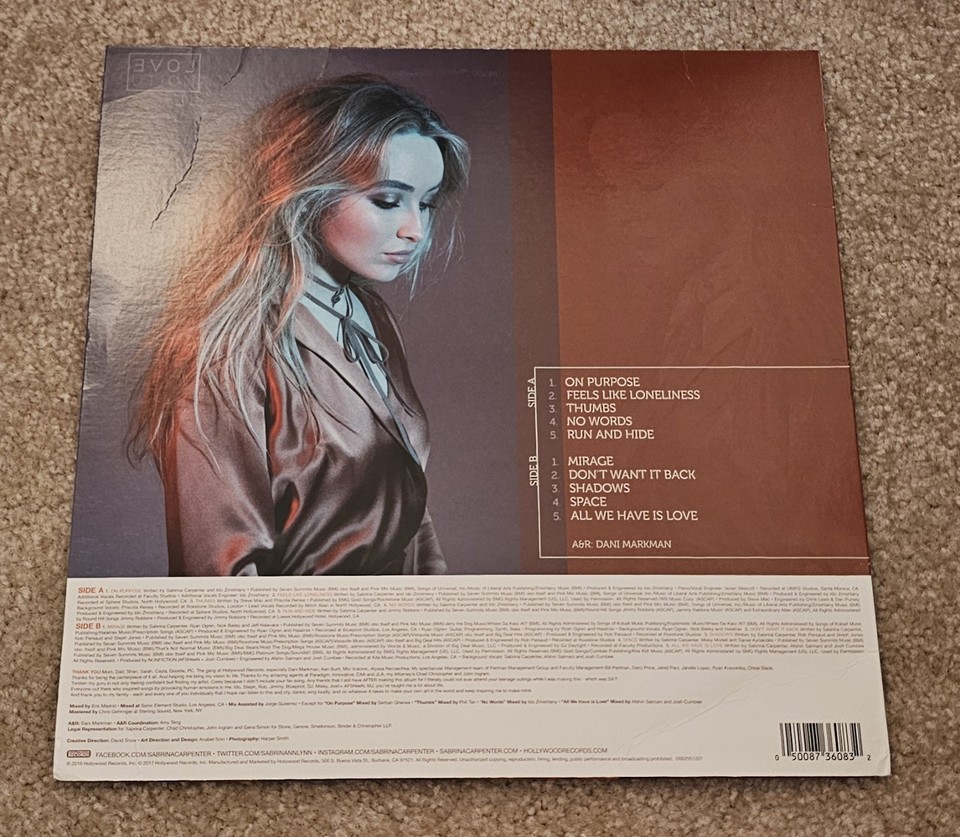 2016 SABRINA CARPENTER EVOLUTION LP Vinyl Limited Edition 1/1500 ...