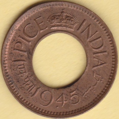 BRITISH INDIA 1945 KING GEORGE VI ONE PICE HOLE COIN | eBay UK