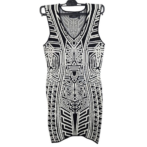Line Abstract Geometric Bodycon Cocktail Party Dress Black White Womens ...