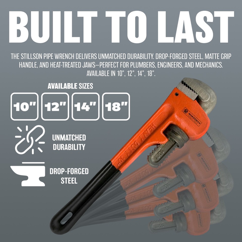 NEW ADJUSTABLE WRENCH SPANNER HEAVY DUTY STILSON PIPE GARAGE HAND TOOLS ...