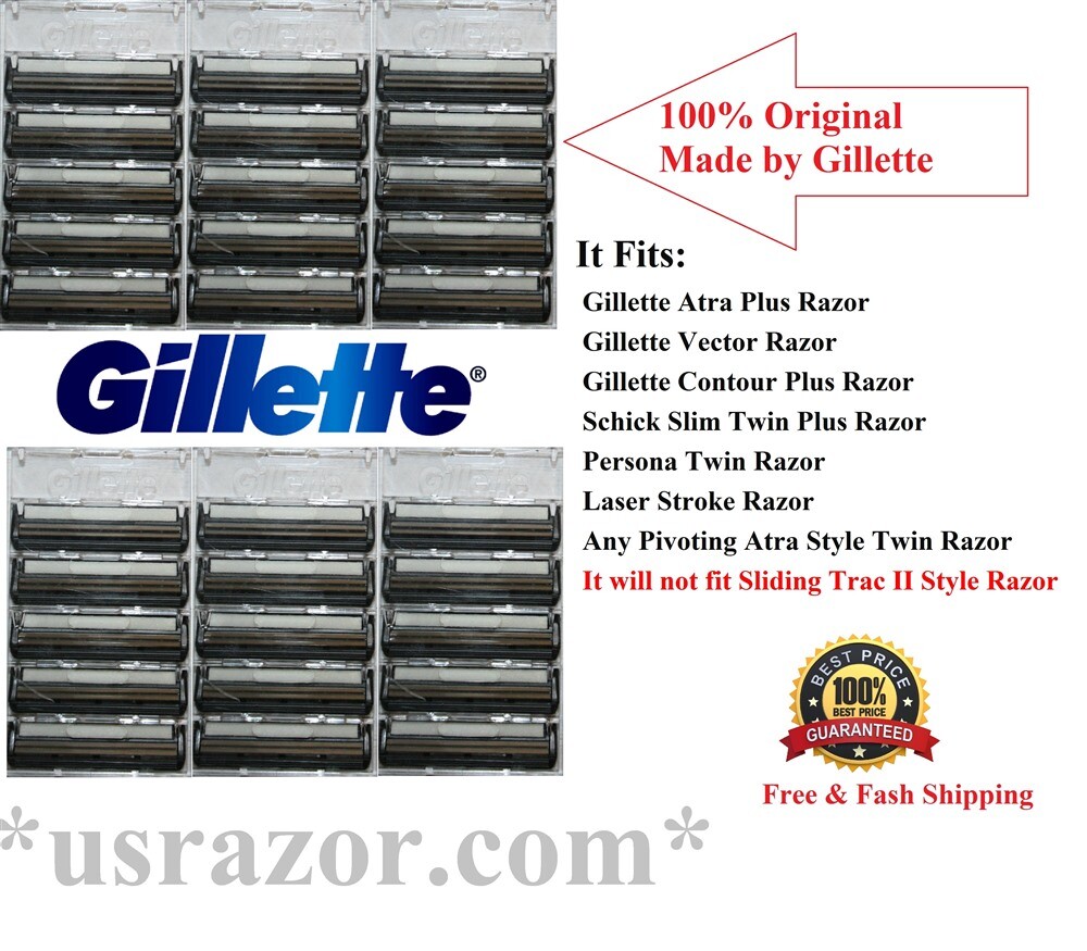 30 Gillette Atra Plus Razor Blades Refills Cartridges (unboxed) Fits ...