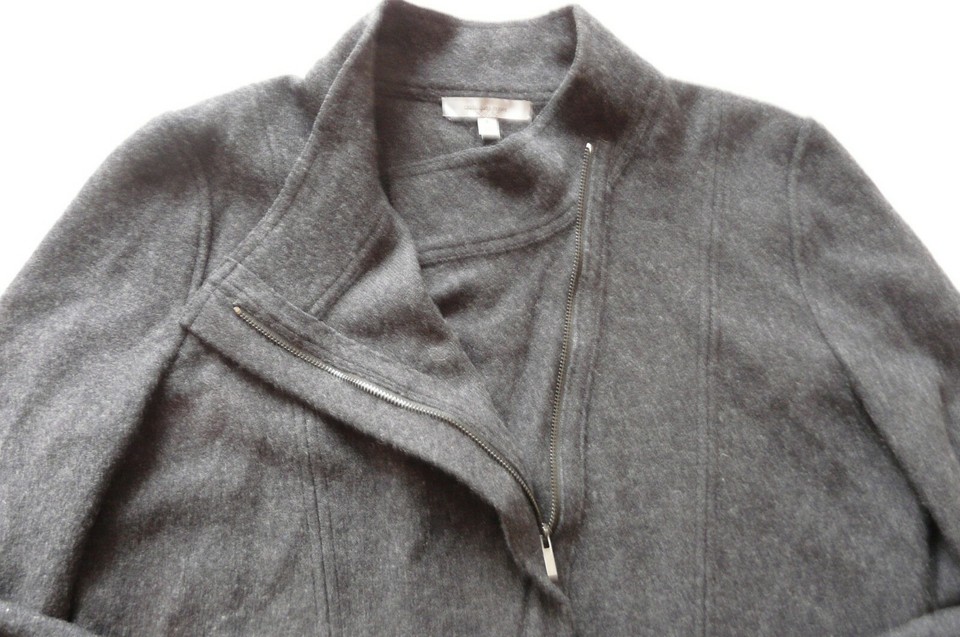 CLASSIQUES ENTIER 100% MERINO WOOL GARK GRAY DIAGONAL ZIPPER FRONT ...