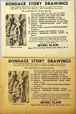 Irving Klaw Cartoon Drawings of Damsels in Distress Vintage Print Ad ...