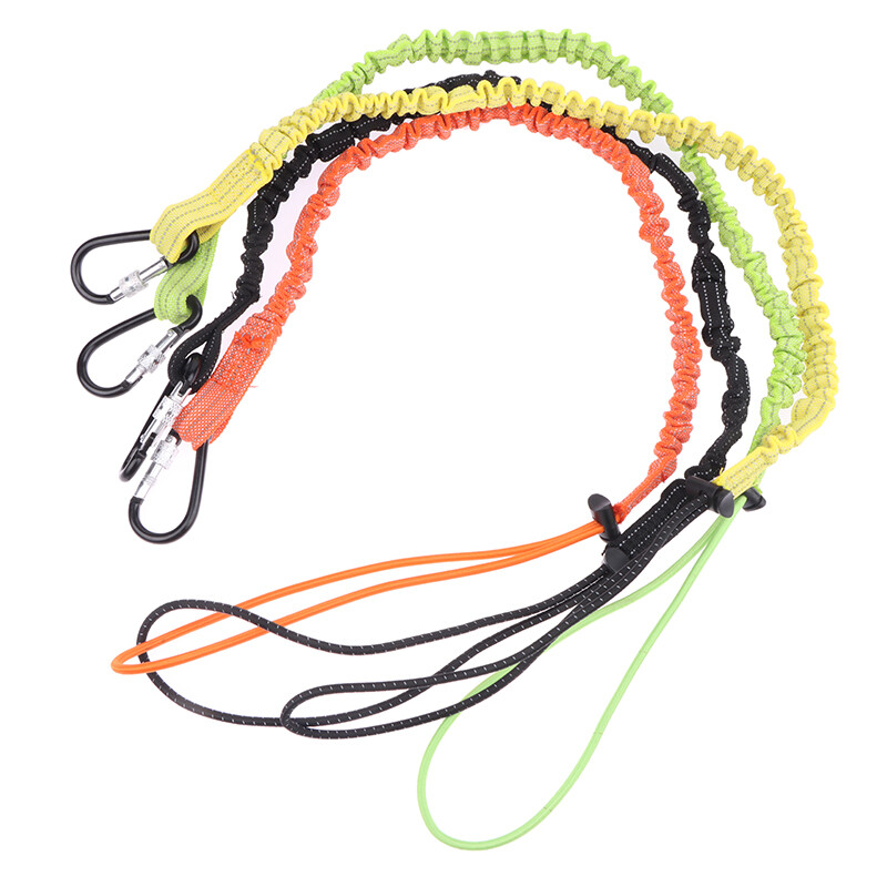Safety Bungee Tether Tool Lanyard With Carabiner Hook Climbing Anti ...