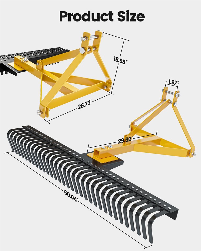 🆕Tractor Rake with Hard Rake Body for Beautifying Landscape Lawn ...