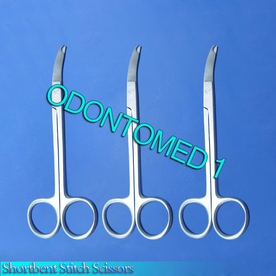 12 SHORTBENT Stitch Scissors 3.5" curved, delicate Dermal Surgical ...
