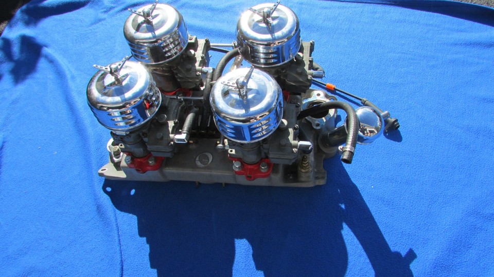 Offenhauser Intake 5024 w Four GM 2 JET Rochester RP Carburetors | eBay
