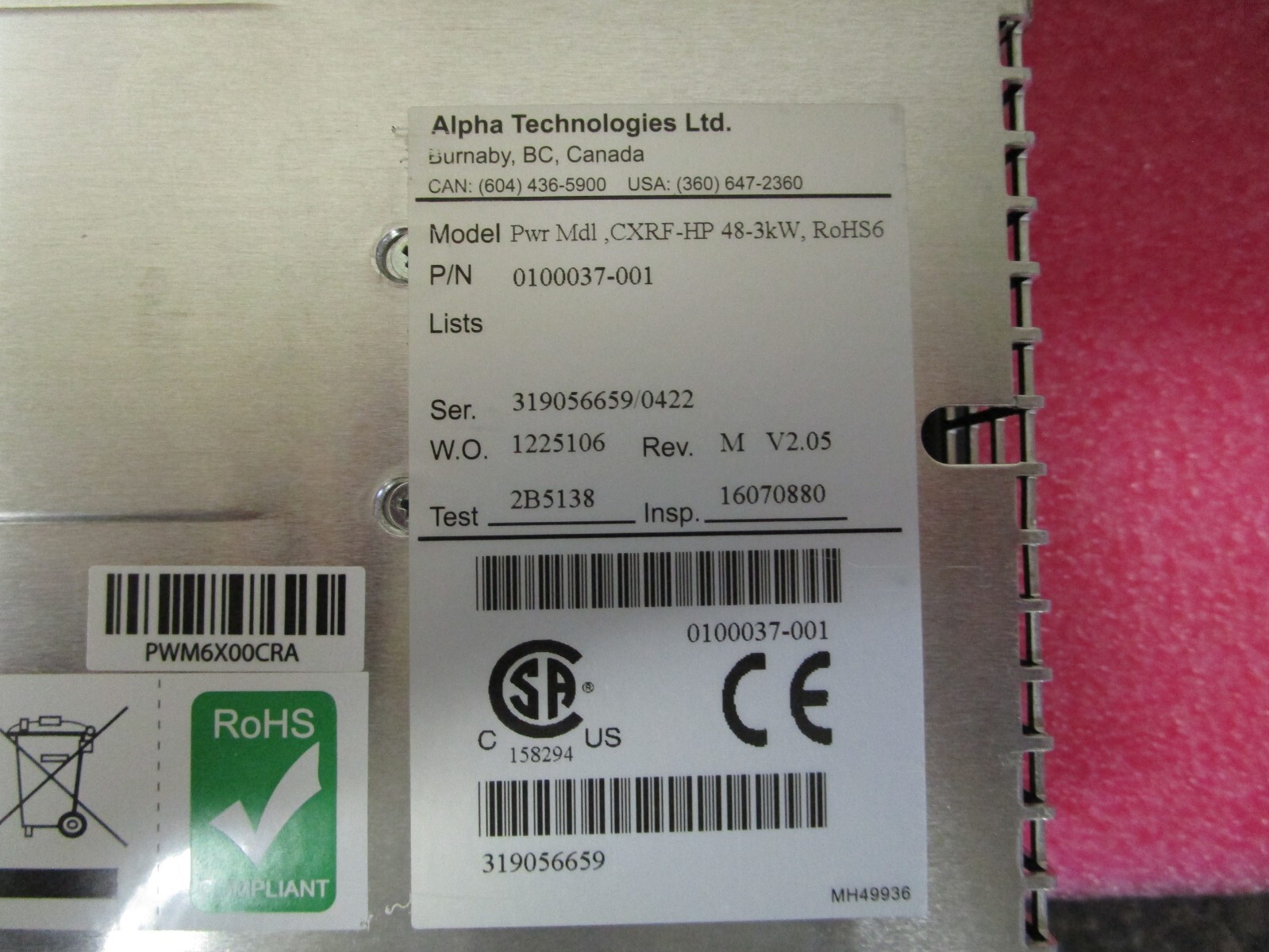 NEW! Alpha Technologies Cordex CXRF-HP 48-3KW Rectifier Power Supply ...