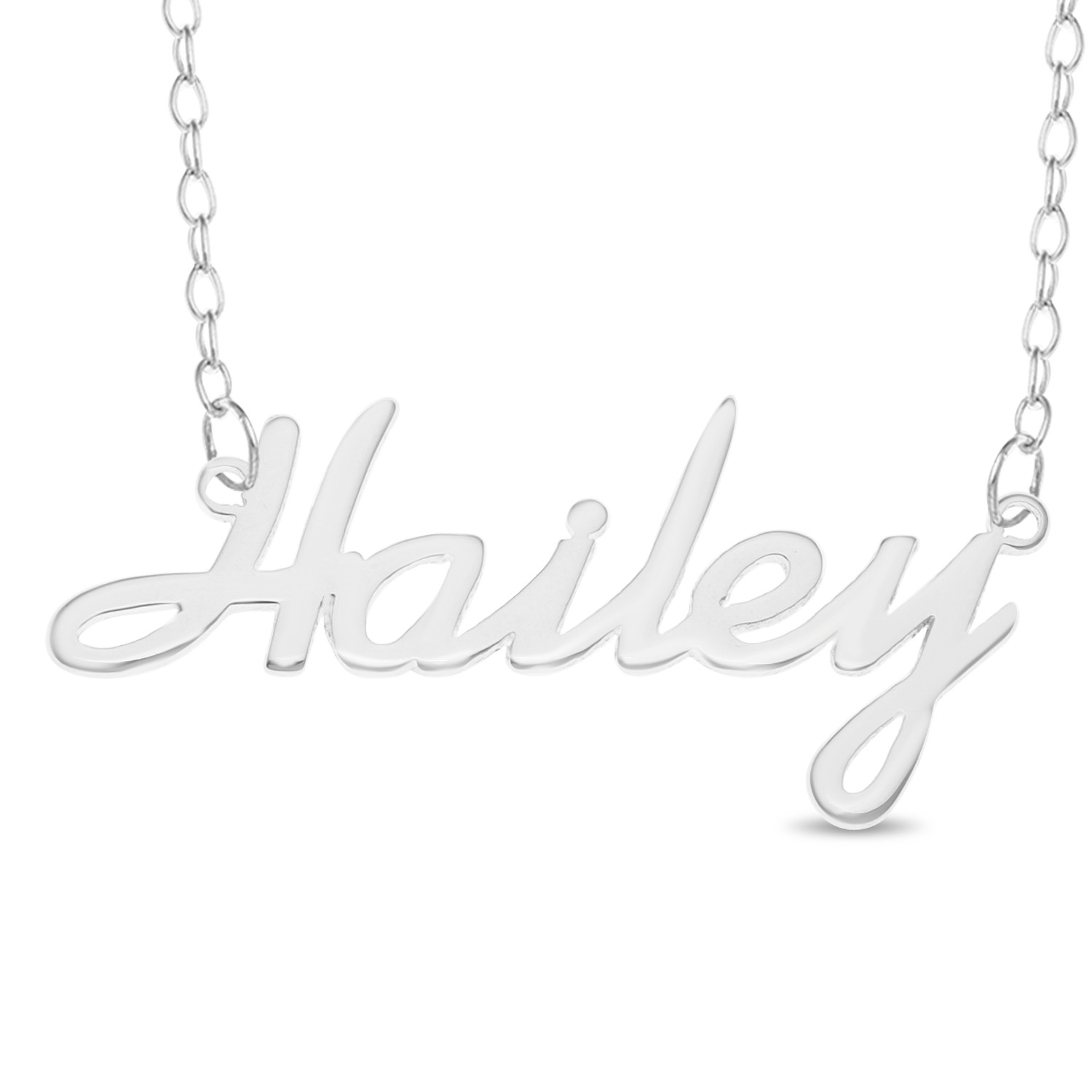 "Hailey" Name Plate Necklace Pendent Sterling Silver chain Personalized ...
