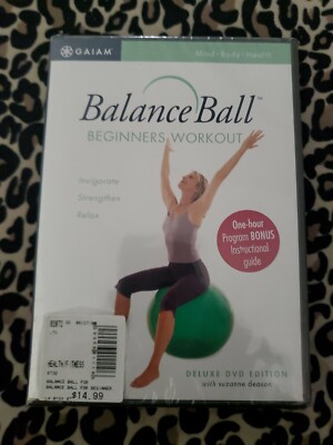 Gaiam Balance Ball Beginners Workout DVD Deluxe Edition w/Guide FACTORY ...