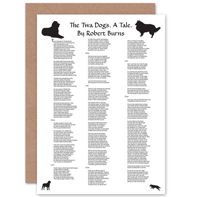 Robert Burns Poem Lyrics The TWA Dogs Scotland Blank Greetings Card ...