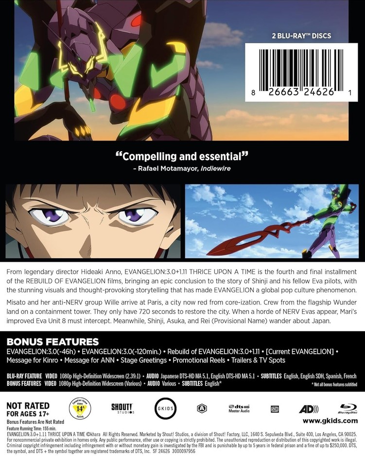 Evangelion: 3.0+1.11 Thrice Upon a Time [Limited Steelbook Edition ...