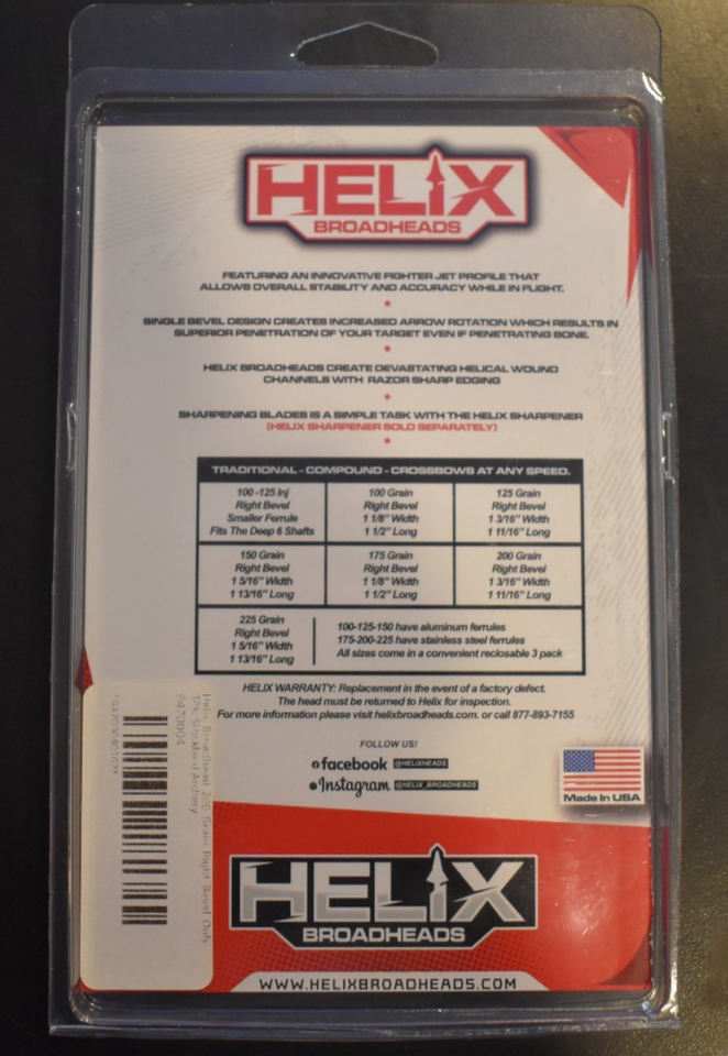 Helix Broadheads Right bevel 200 grain 3-Pack | eBay