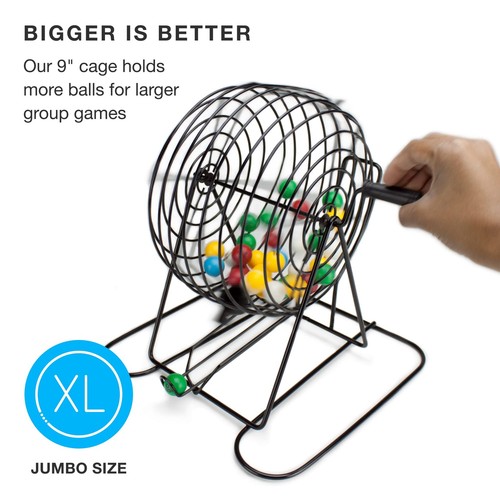 Supplies Jumbo Bingo Set 9 Inch Metal Cage with Calling Board 75 ...