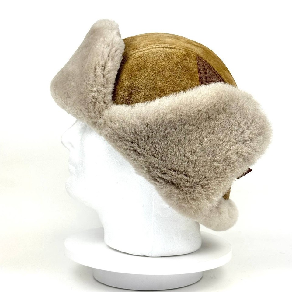 Genuine Shearling Sheepskin Trapper Hat Ushanka Aviator Hat | eBay