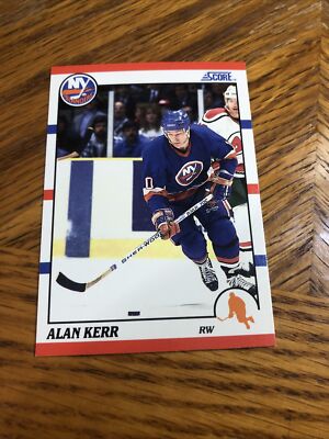 1990-91 Score Hockey Card Alan Kerr New York Islanders #307 Set Break ...