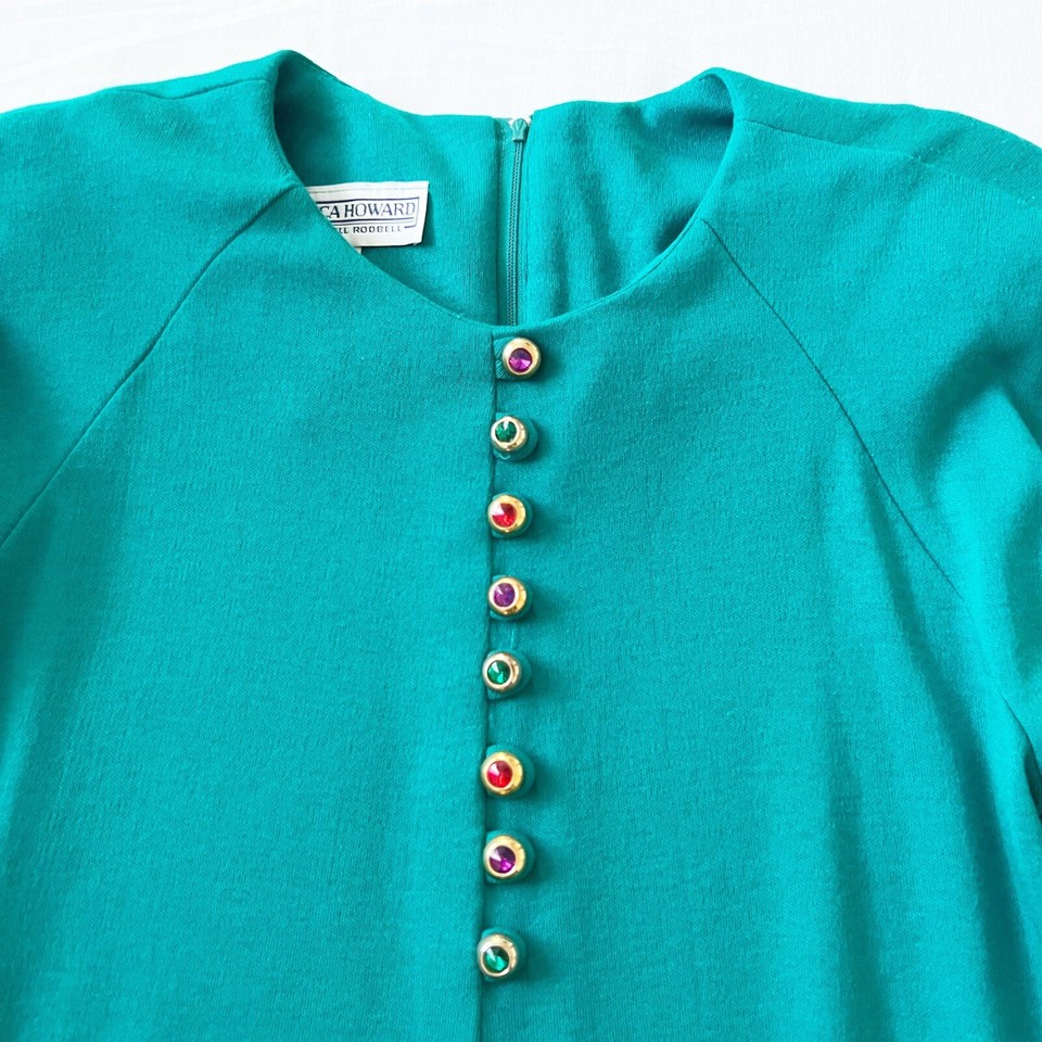 NWT Vtg Jessica Howard by Mitchell Rodbell Bullocks Green A-Line Midi ...