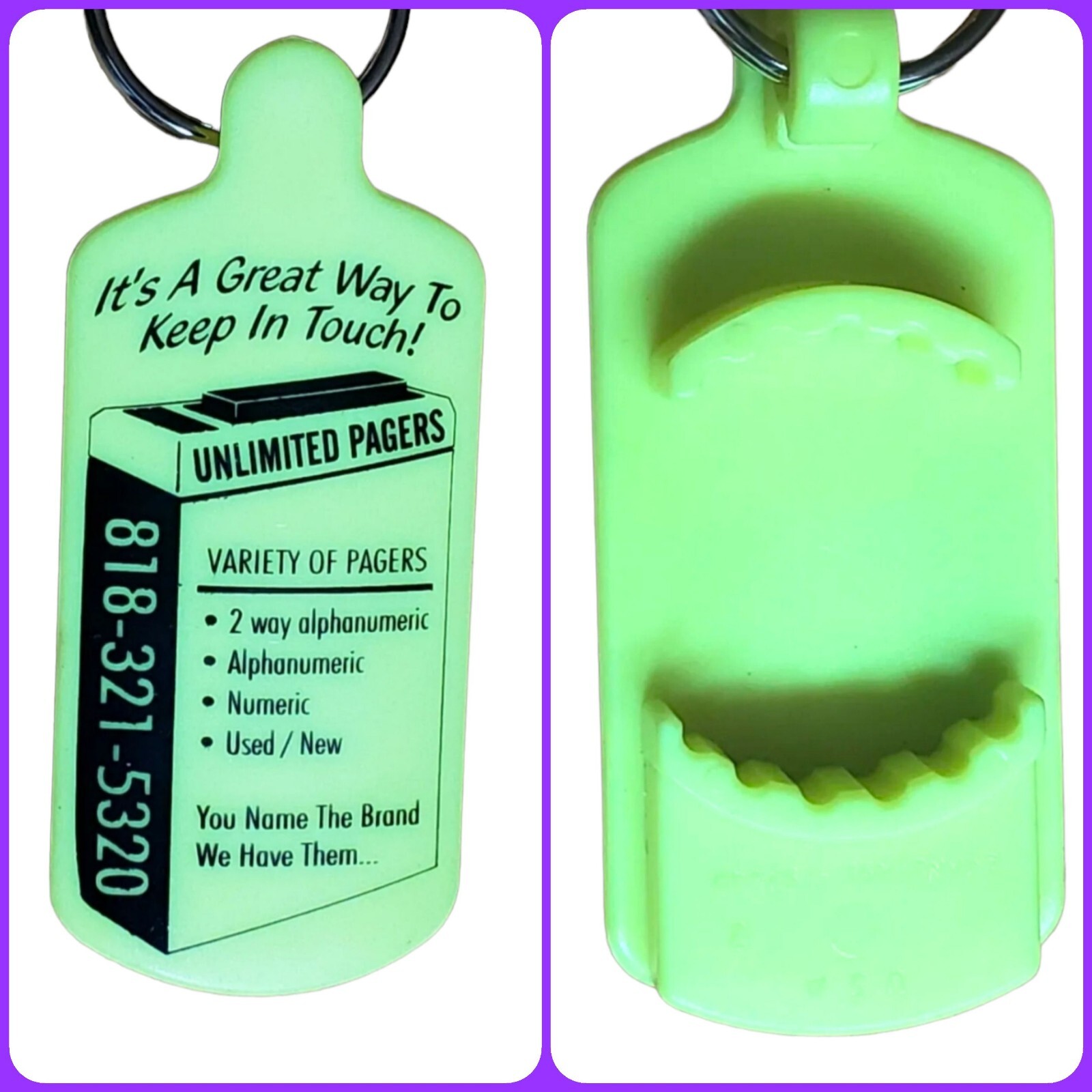 Vintage 80s Pager Bottle Opener Keychain Unlimited Pagers Retro Life ...