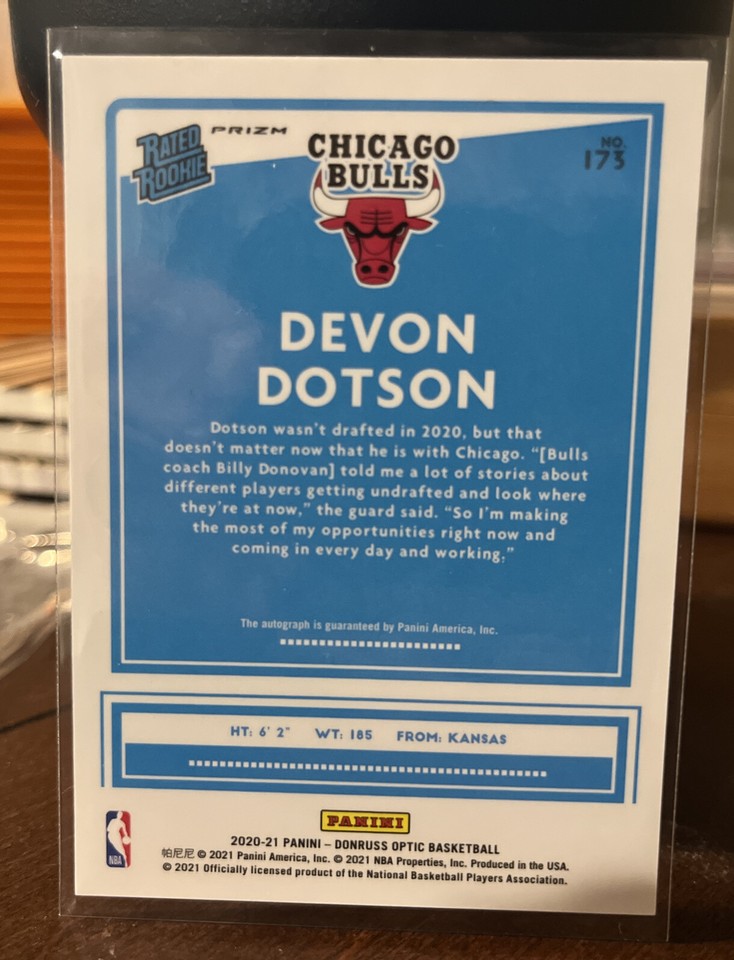 2020-21 Donruss Optic Basketball Rated Rookie Holo Auto Devon Dotson ...