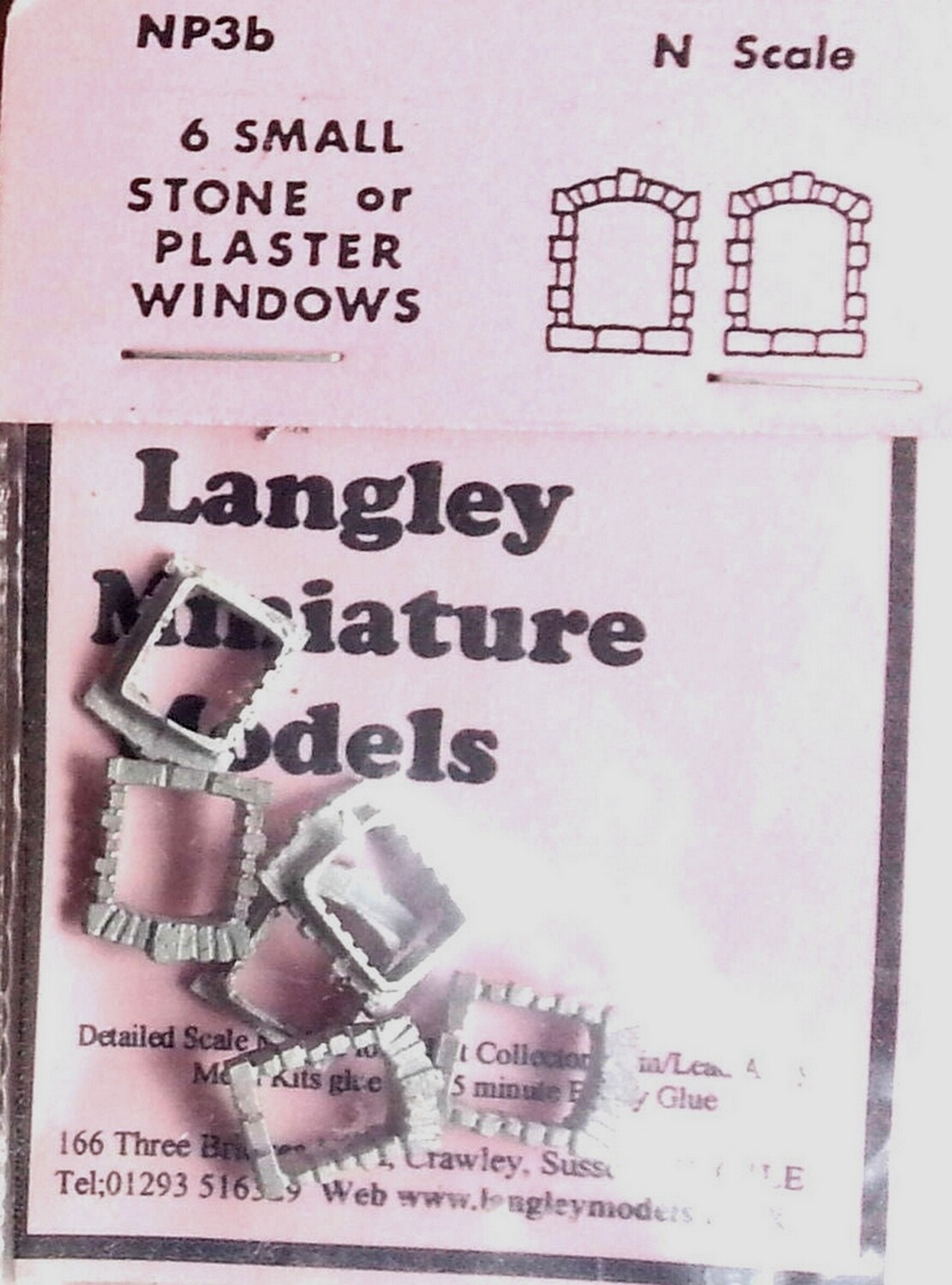 6 small Stone Windows Part NP3b UNPAINTED N Gauge Scale Langley Model ...