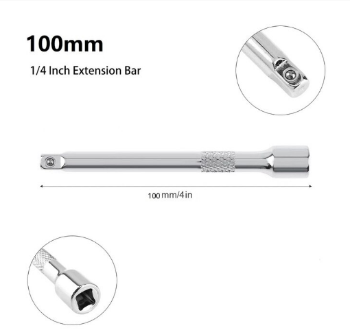 1/4" Extension Bar for Sockets - 4 inch - 100mm for 1/4 inch ratchet ...