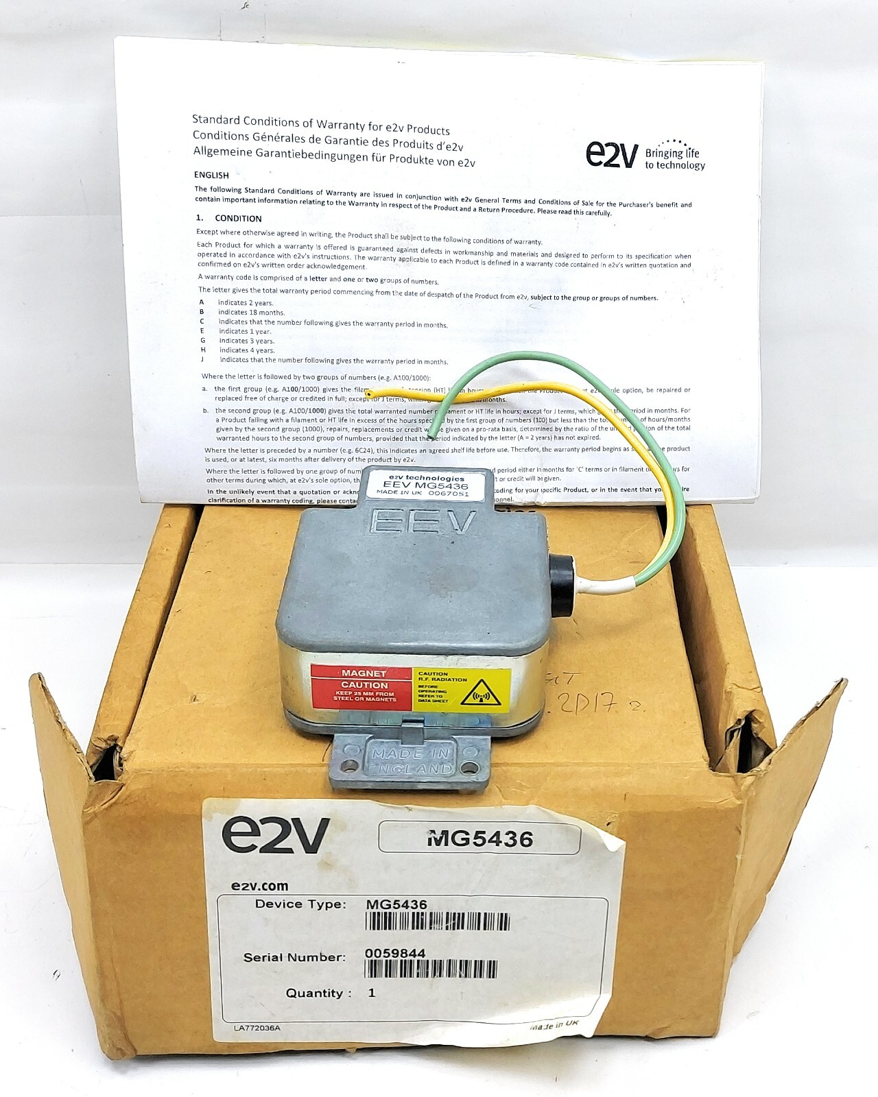 E2V Technologies MG5436 Magnetron 0059844 | eBay
