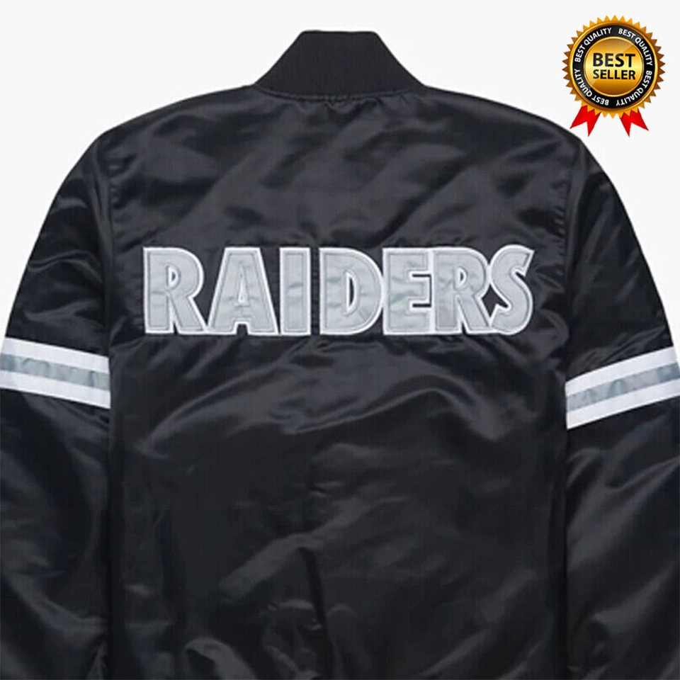 New Mens Oakland Raiders Vintage 80s Satin Bomber NFL Baseball Varsity ...