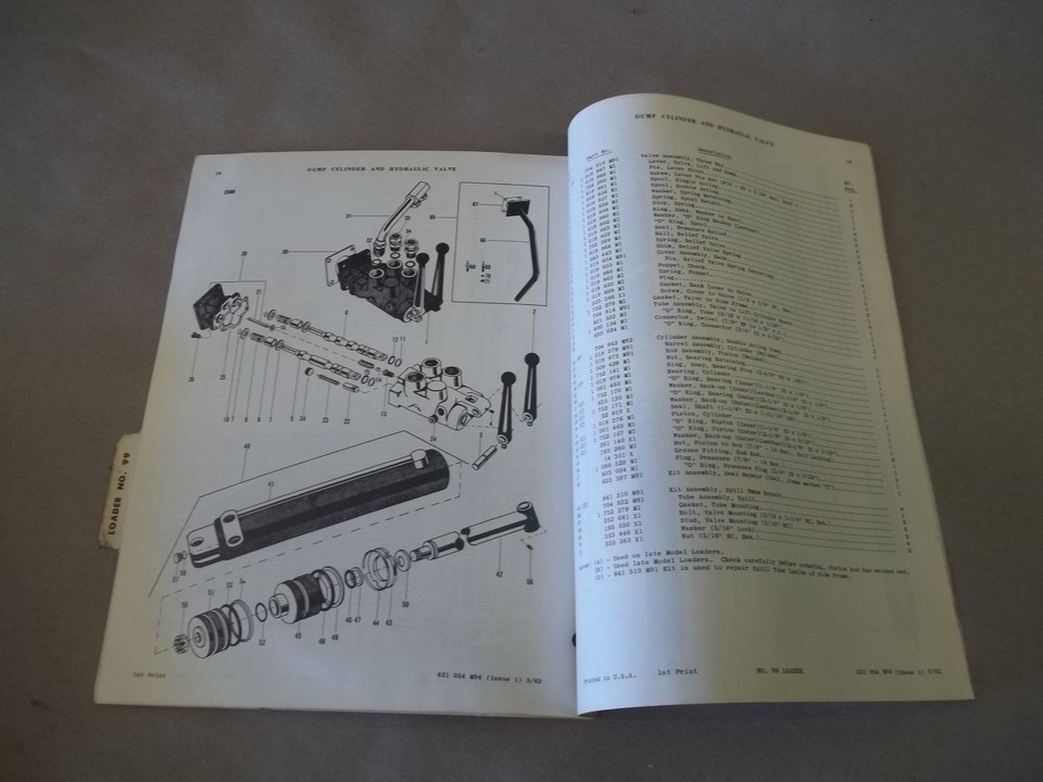 '59 Massey Ferguson Davis No.99 Loader Parts Book Form # 651054M91 | eBay