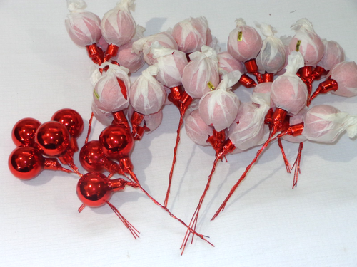 Lot of 40 Vintage Red Mercury Glass Shiny Christmas Tree Picks Balls 1 ...