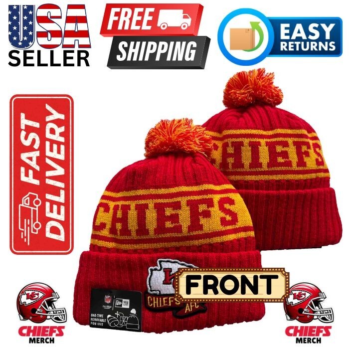 ⭐️⭐️⭐️⭐️⭐️ New ERA NFL KC Chiefs Lined Knit Stocking Cap Hat w/ Pom ...