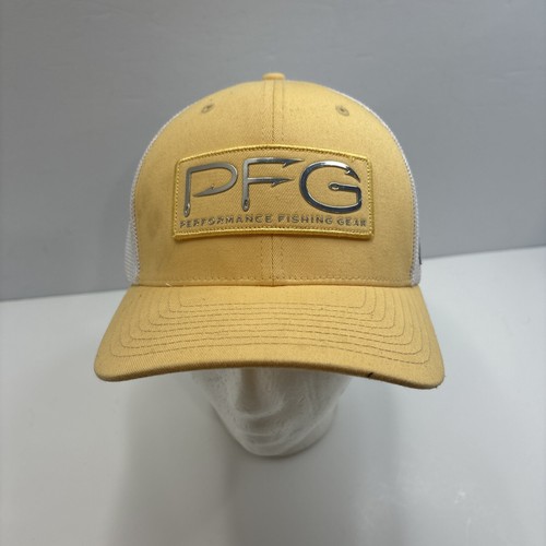 PFG Trucker Hat Mens Large Yellow White Fitted Mesh Back Fishing ...