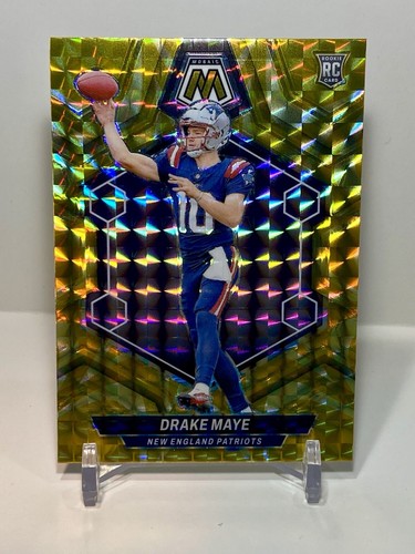 Drake Maye 2024 Mosaic Yellow Reactive Prizm Rookie Card New England ...