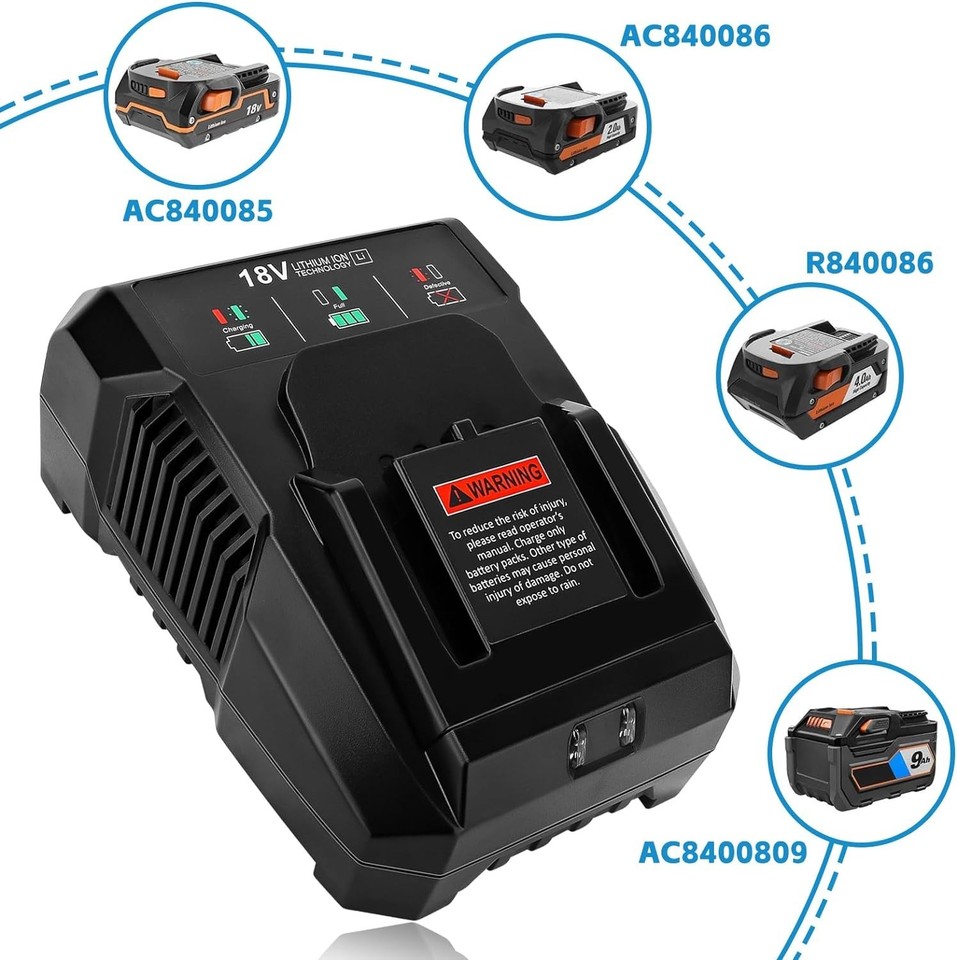 2PACK For Ridgid 18V R840085 8.0Ah Lithium Battery /Charger Rigid ...