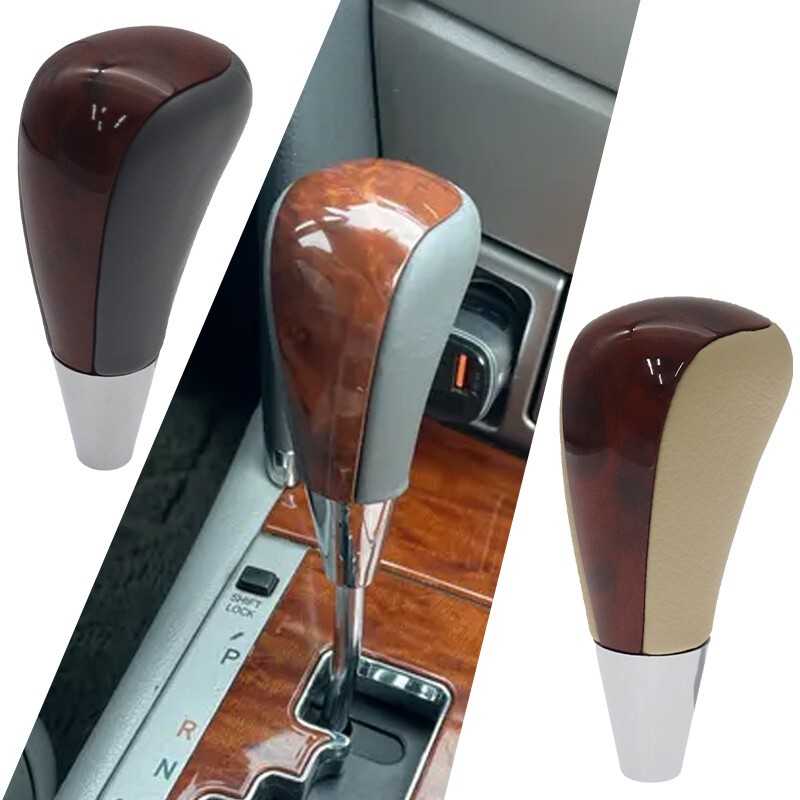 for Toyota Lexus PU Leather Walnut Wood Car Gear Shift Knob Shifter 8mm ...
