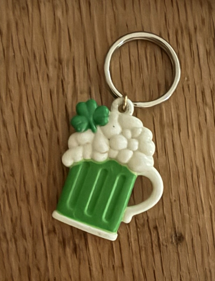 Vtg Green Shamrock Beer Mug Keychain Key Ring Chain Made By Russ | eBay