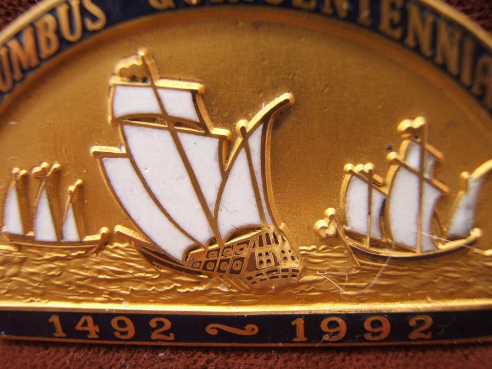 J E CALDWELL GOLD FILLED PIN COLUMBUS QUINCENTENNIAL 1492-1992 DAR | eBay