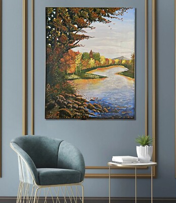 Handmade Painting Fall Color Landscape Stretch Canvas | eBay