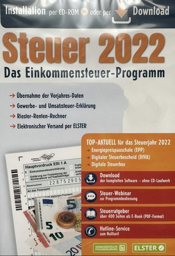 Steuer CD 2022 Einkommenssteuer Steuern Steuererklärung Steuerprogramm ...